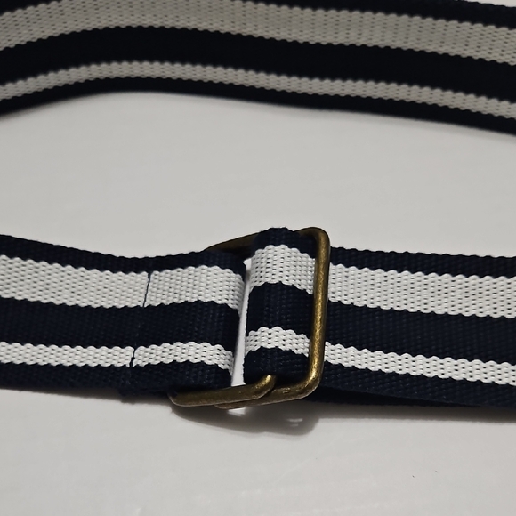 Accessories | Navy And White Striped Wide Belt Size 3 Adjustable | Poshmark